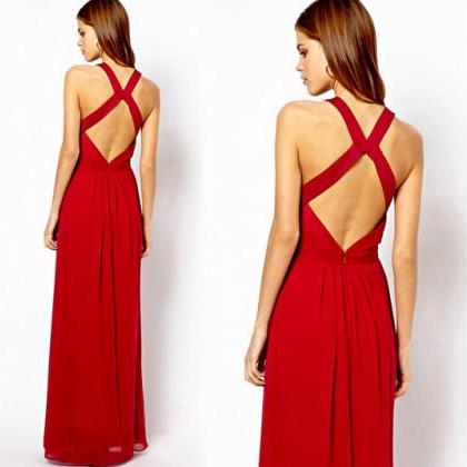 Slim Was Thin And Long Sections Chiffon Halter Dress on Luulla
